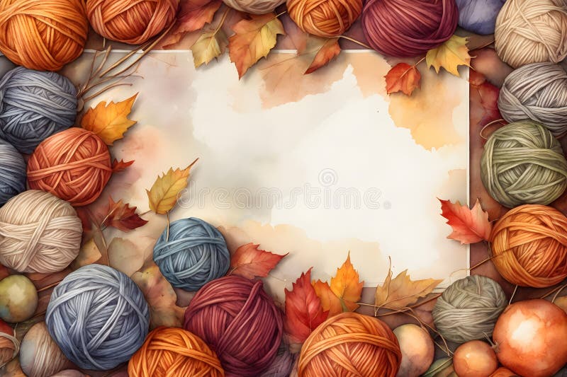 Template with Space for Text in the Center and a Frame of Skeins of ...