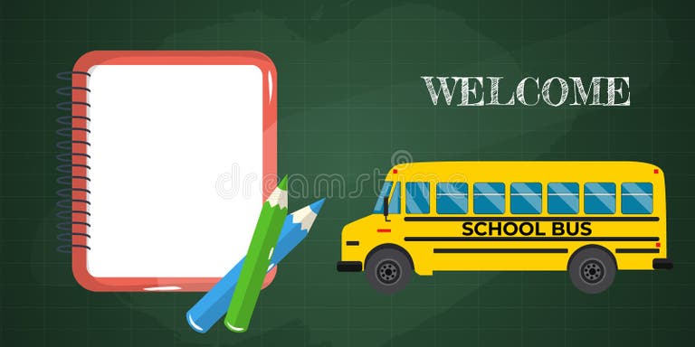 Template with Space for Text Featuring a Yellow School Bus, Notebook ...