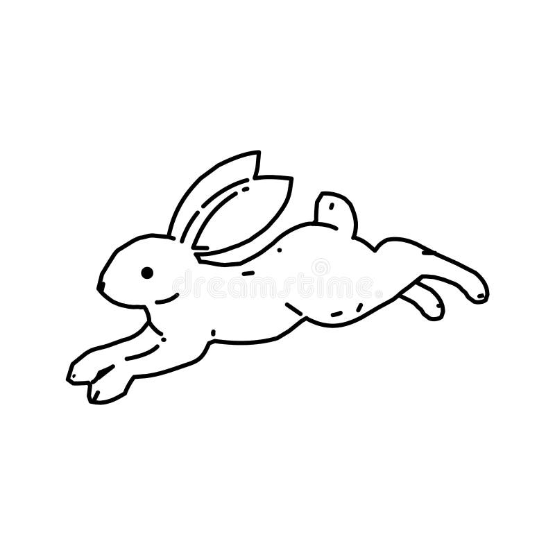 Cute Bunny Rabbit Line Art Vector Drawing, Hand Drawn Minimalism Style ...