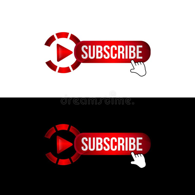 Template Subscribe Button with Bell and Finger Click Cursor. Social ...
