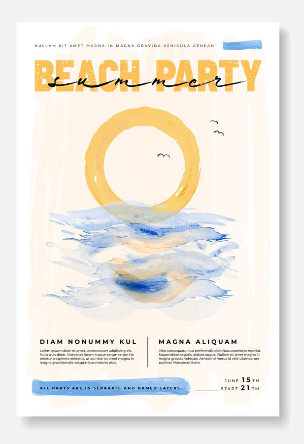 Template for Summer Beach Party Poster with Sample Text Stock Vector ...