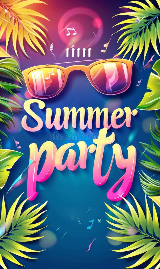 Template for Summer Tropical Party Poster with Floral Frame, Summer ...