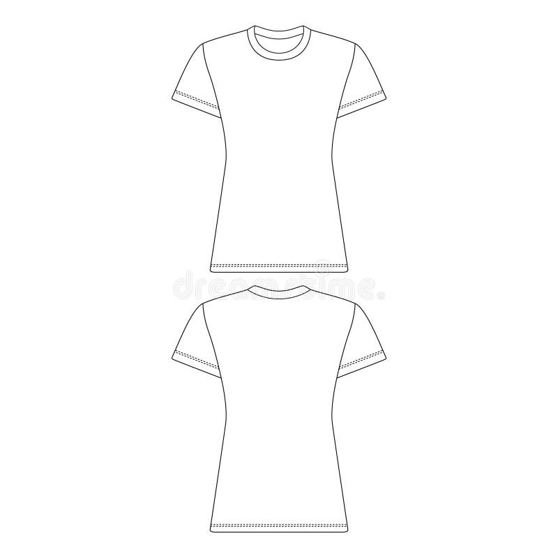 Mens White T Shirt Outline Template With Short Sleeve Shirt Mockup In