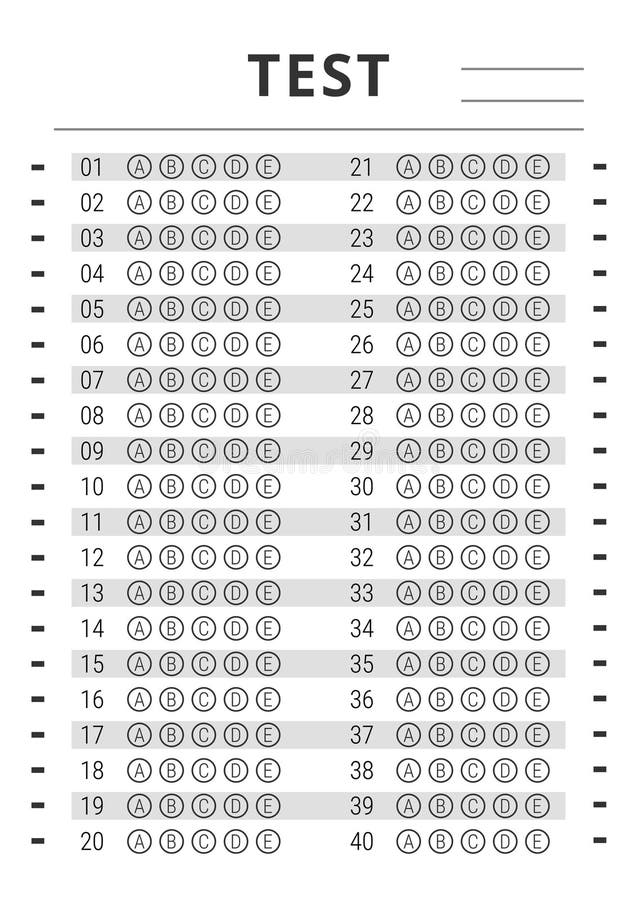 Template of Test Sheet for Exam Stock Vector - Illustration of isolated ...