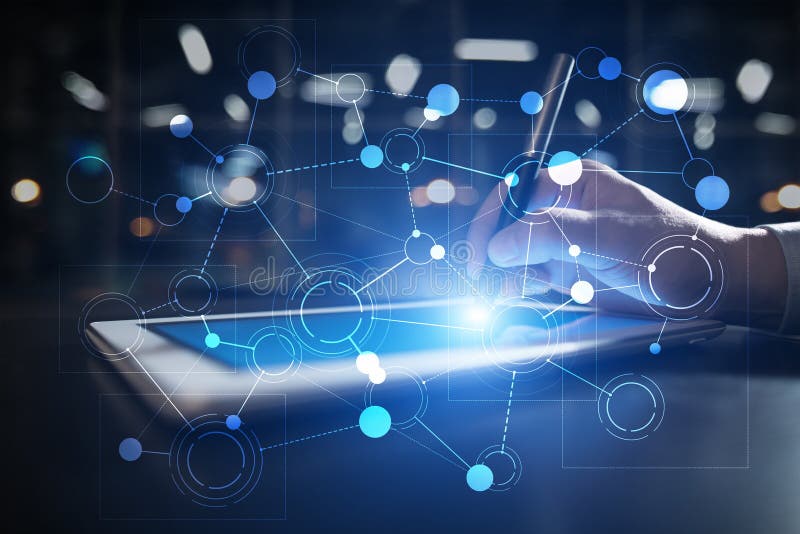 Template for Text, Virtual Screen Background with Icons. Business ...