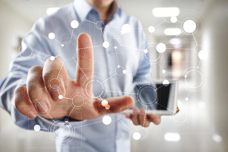 Template for Text, Virtual Screen Background with Icons. Business ...