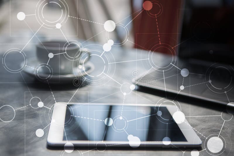 Template for Text, Virtual Screen Background with Icons. Business ...