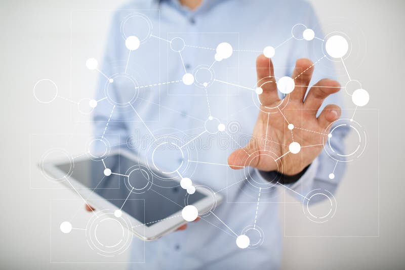 Template for Text, Virtual Screen Background with Icons. Business ...