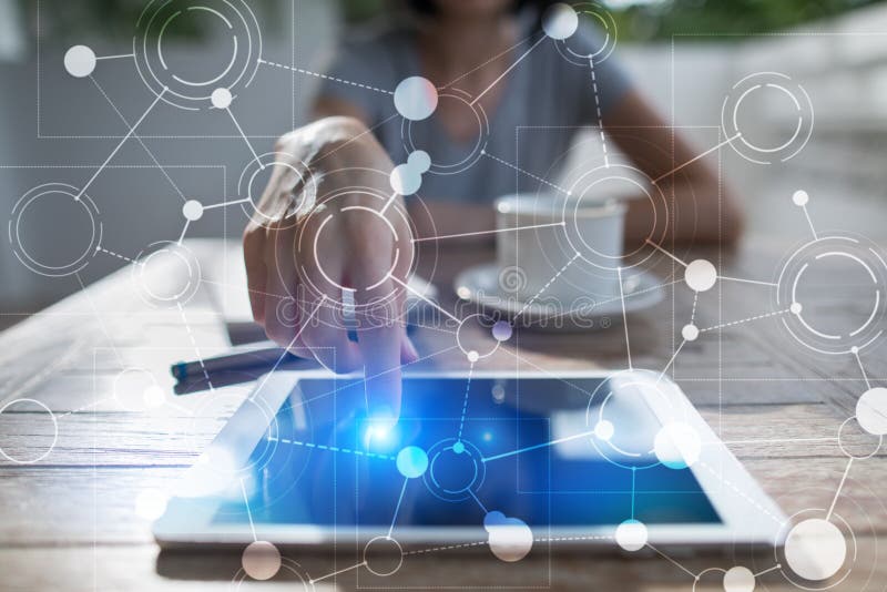 Template for Text, Virtual Screen Background with Icons. Business ...