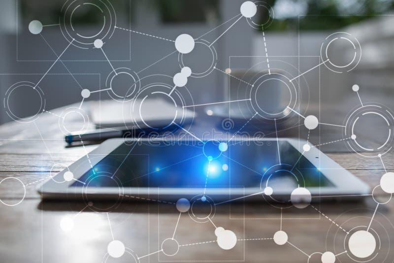 Template for Text, Virtual Screen Background with Icons. Business ...