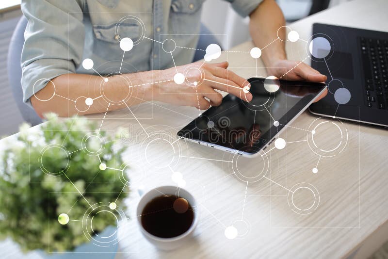 Template for Text, Virtual Screen Background with Icons. Business ...