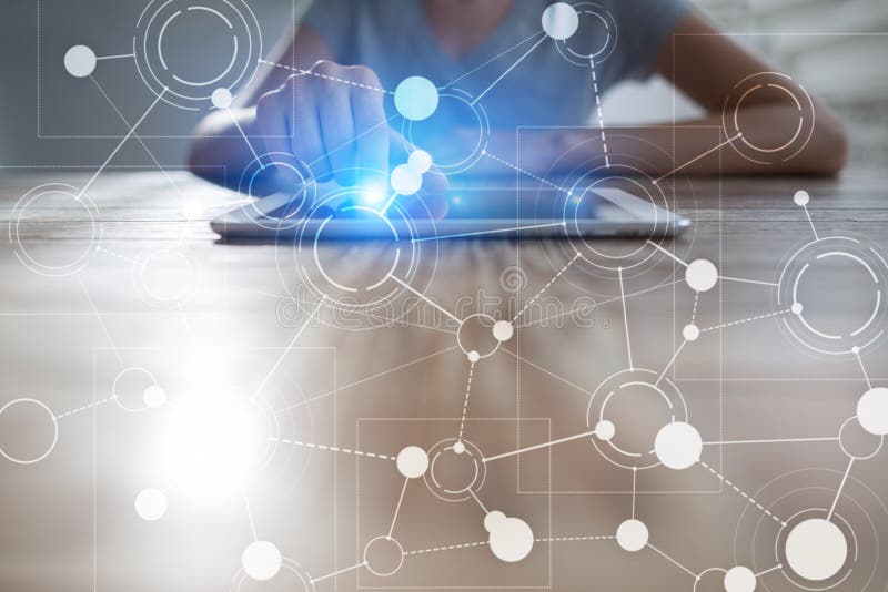 Template for Text, Virtual Screen Background with Icons. Business ...