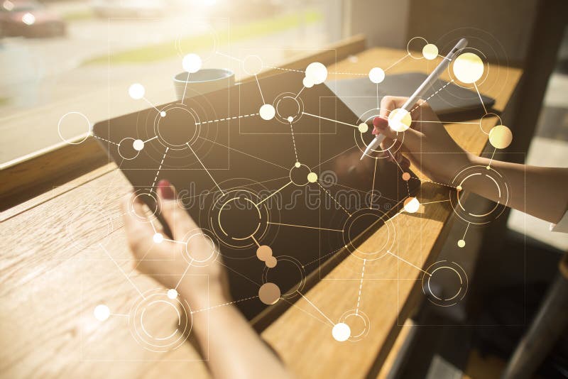 Template for Text, Virtual Screen Background with Icons. Business ...