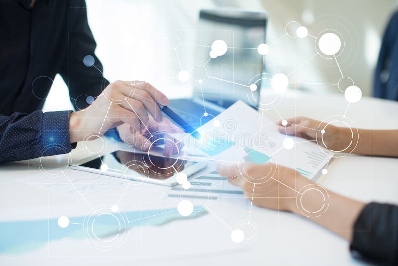 Template for Text, Virtual Screen Background with Icons. Business ...