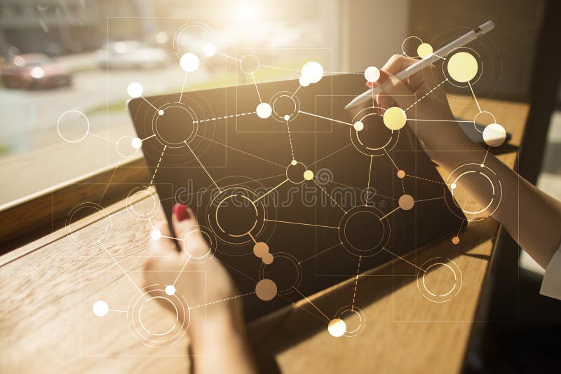 Template for Text, Virtual Screen Background with Icons. Business ...