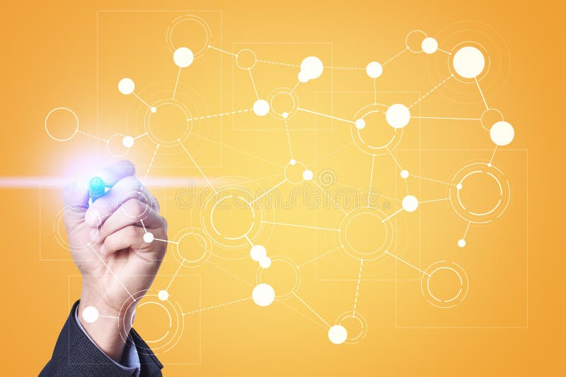 Template for Text, Virtual Screen Background with Icons. Technology ...