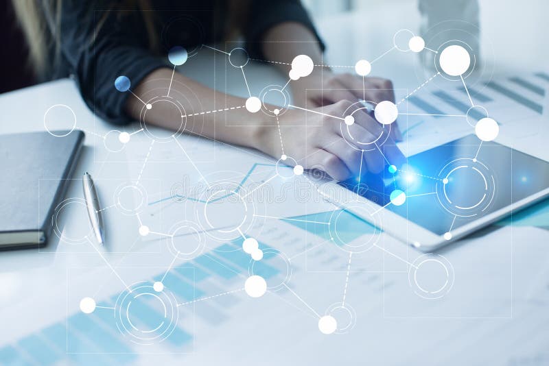 Template for Text, Virtual Screen Background with Icons. Technology ...