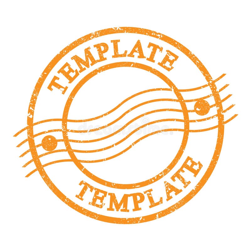 TEMPLATE, Text Written on Orange Postal Stamp Stock Illustration ...