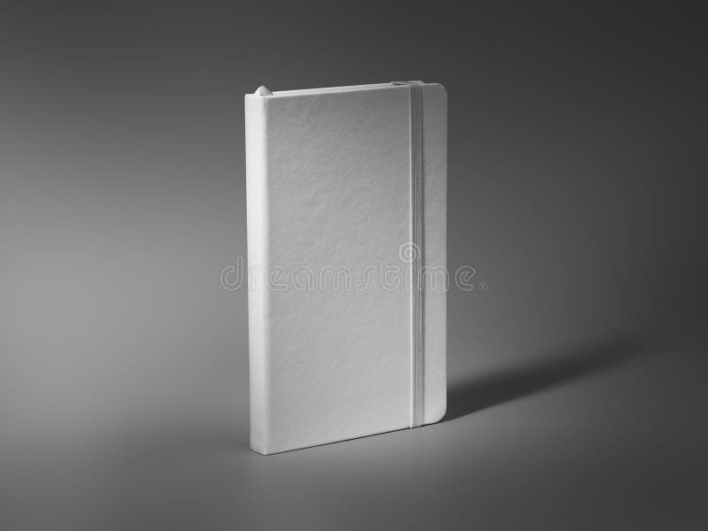Template of a Textured White Closed Notebook with an Elastic Band, a ...