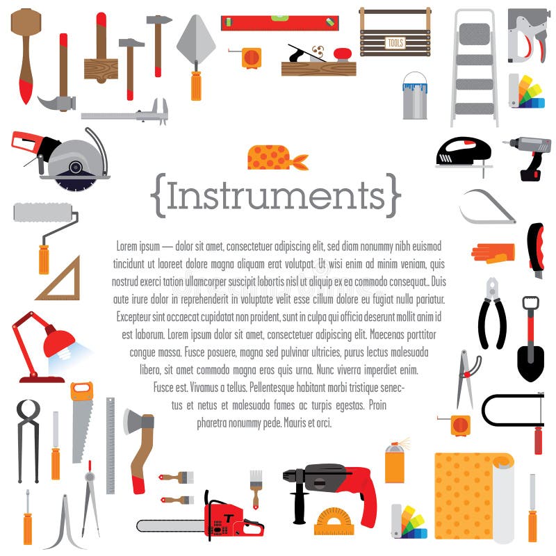 Template with tools stock vector. Illustration of flat - 87605201