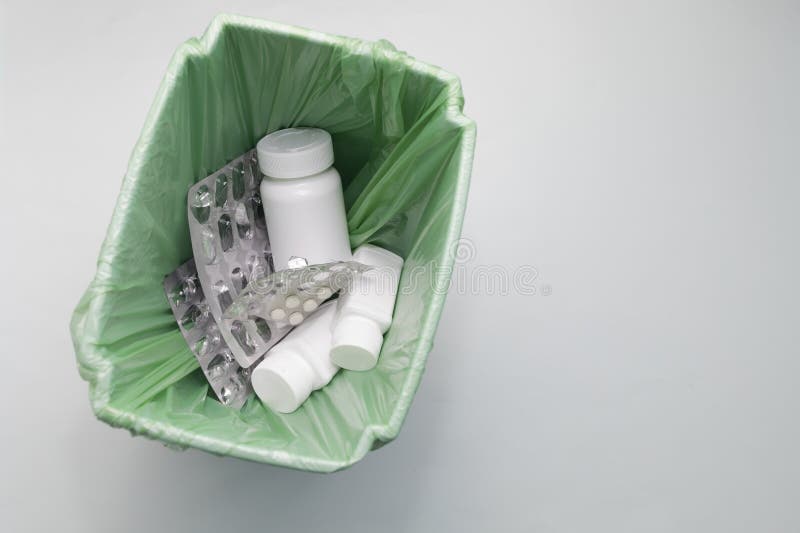 Template Trash Bin, Basket Full of Medication, Supplement. Pills ...