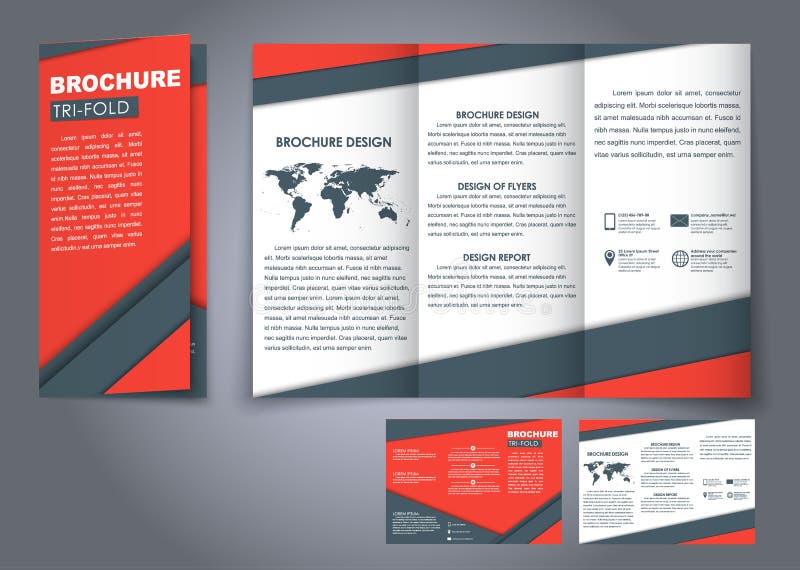 Template Triple Folding Brochures Stock Vector - Illustration of black ...