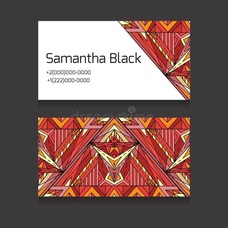Template Two-sided Business Card with Ethno Pattern Stock Vector ...