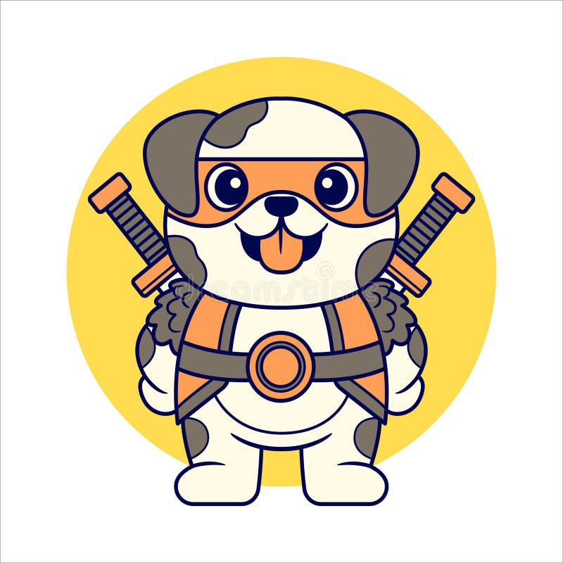 Adorable Dog with Medieval Ninja Warrior Costume Holding Double Blade ...