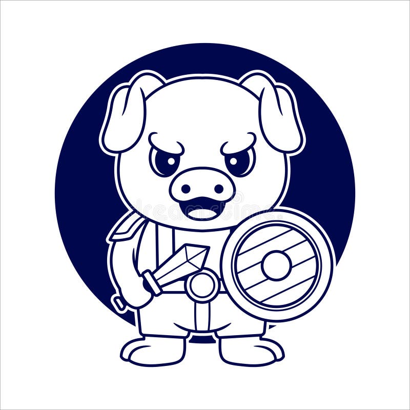 Adorable Pig with Medieval Warrior Costume Holding Shield and Sword ...