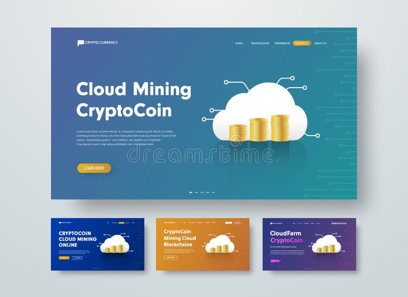 Template Vector Header for Cloud Mining Crypto-currency with Gold ...
