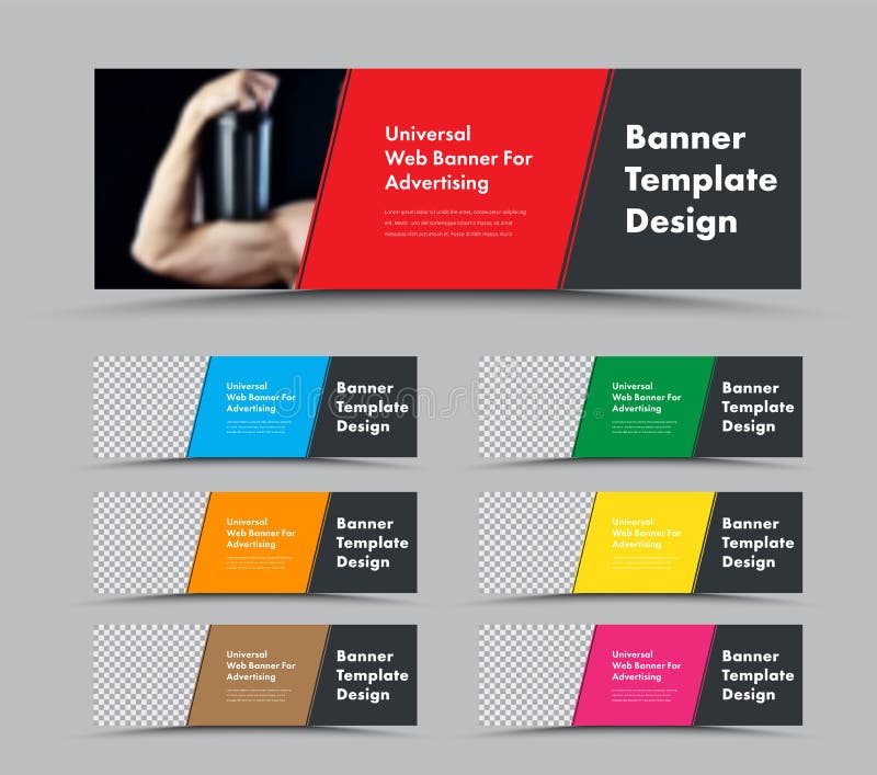 Template of Vector Horizontal Web Banners with Diagonal Elements and ...