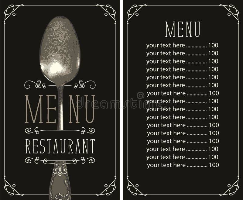 Restaurant Menu with Price List and Realistic Spoon Stock Vector ...
