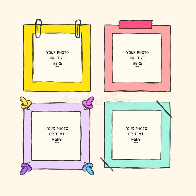 Template Vector Photo Frames Stock Vector - Illustration of pencil ...