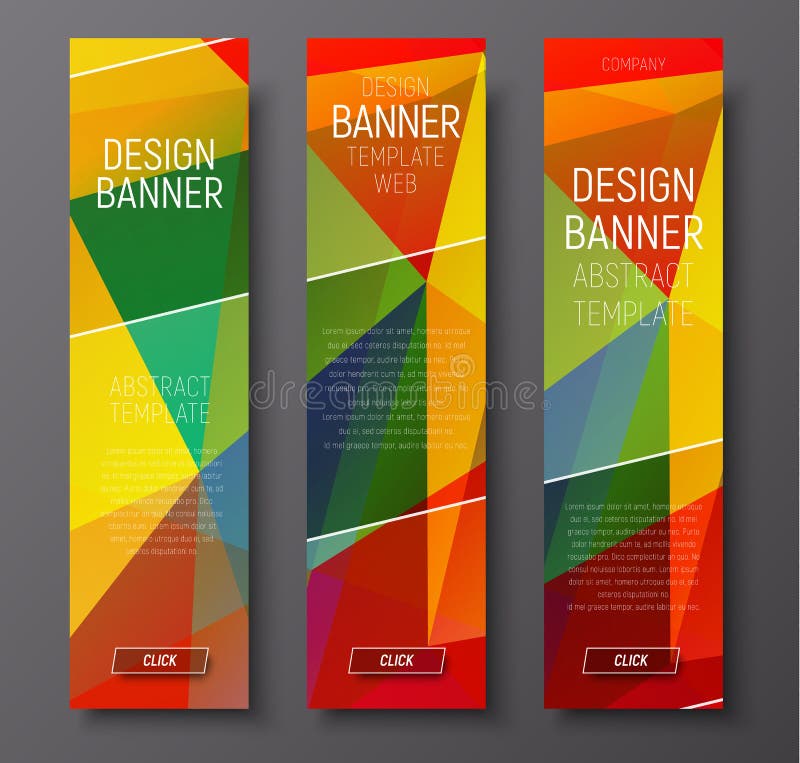 Template of Vertical Web Banners with Abstract Multi-color Polygonal ...