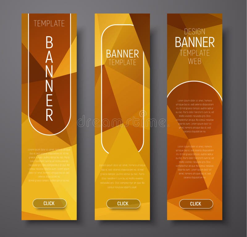 Template Vertical Web Banners with Polygonal Abstract Gold Background ...