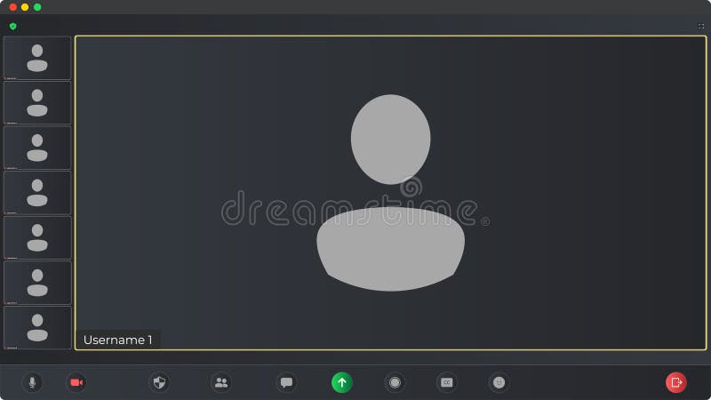 Flat Vector Illustration of Video Conference App Layout. Call Screen ...