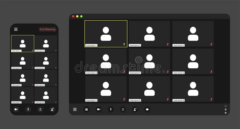 Two Template Video Conference User Interface. Online Meeting Window ...