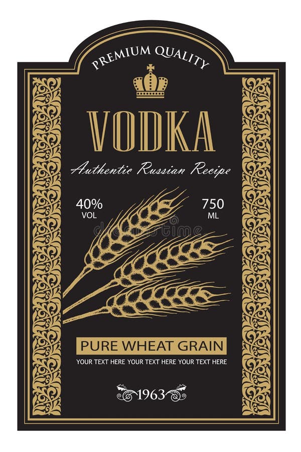 Template vodka label stock vector. Illustration of ears - 215020189