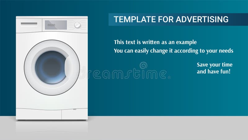 Template with Washing Machine for Advertisement on Horizontal Long ...