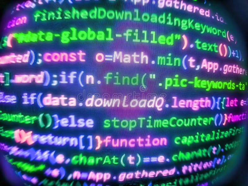 Cyber Space Concept. it Business. Programming Code on Computer Monitor ...