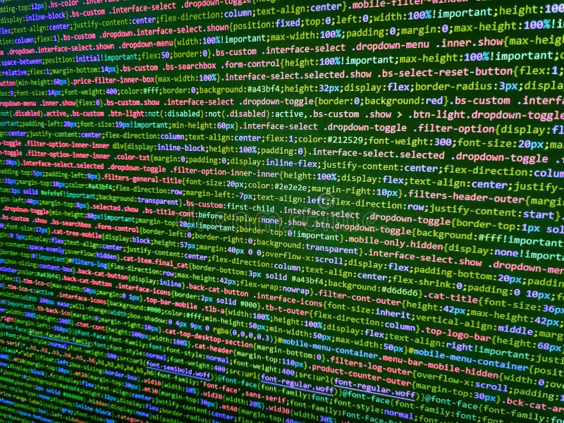 Template Of Website Selective Focus Software Developer Programming Code On Computer Monitor
