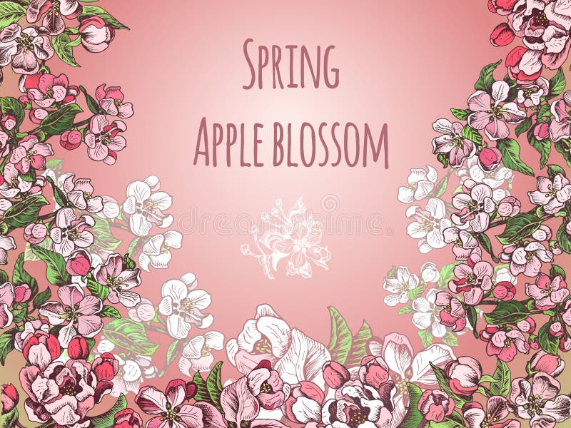 Template for Wedding Invitation. Card Vector Illustration with Apple ...