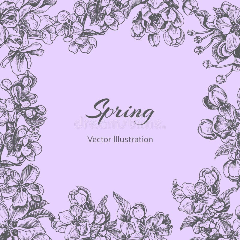 Template for Wedding Invitation. Card Vector Illustration with Apple ...