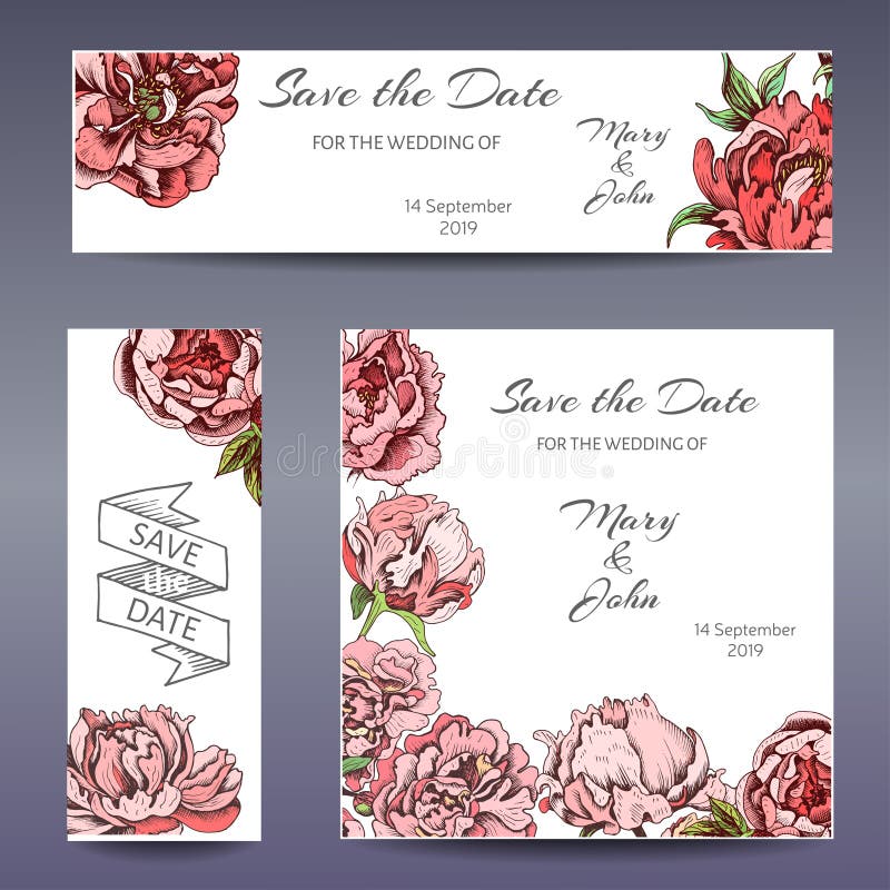 Template for Wedding Invitation. Card Vector Illustration with Cotton ...