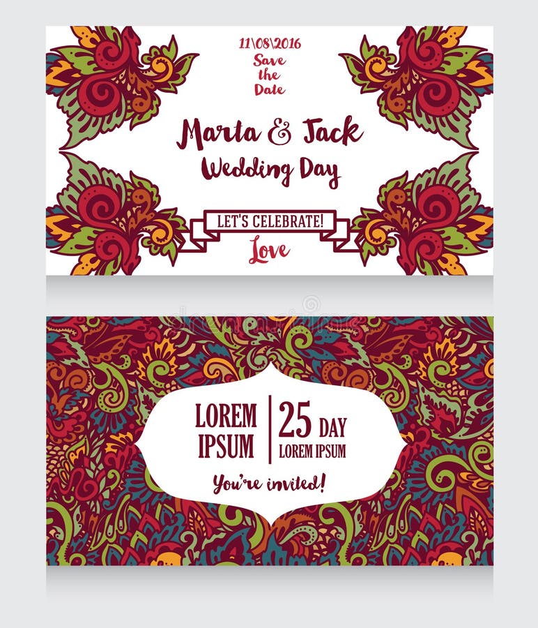 Template for Wedding Invitations in Boho Style Stock Vector ...