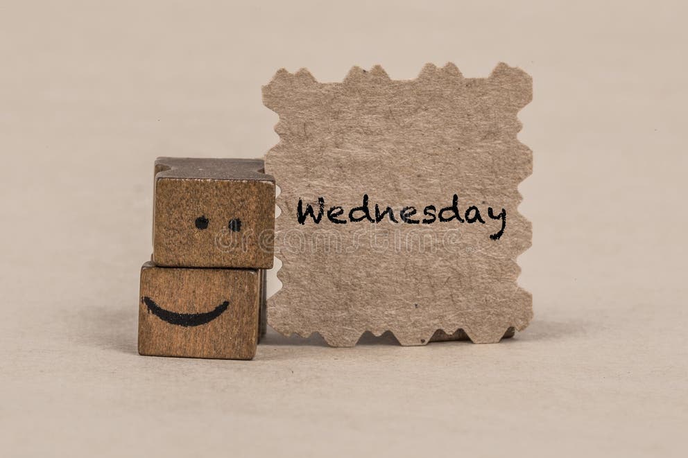 Template for Wednesday with a Smiley Icon Stock Photo - Image of cube ...