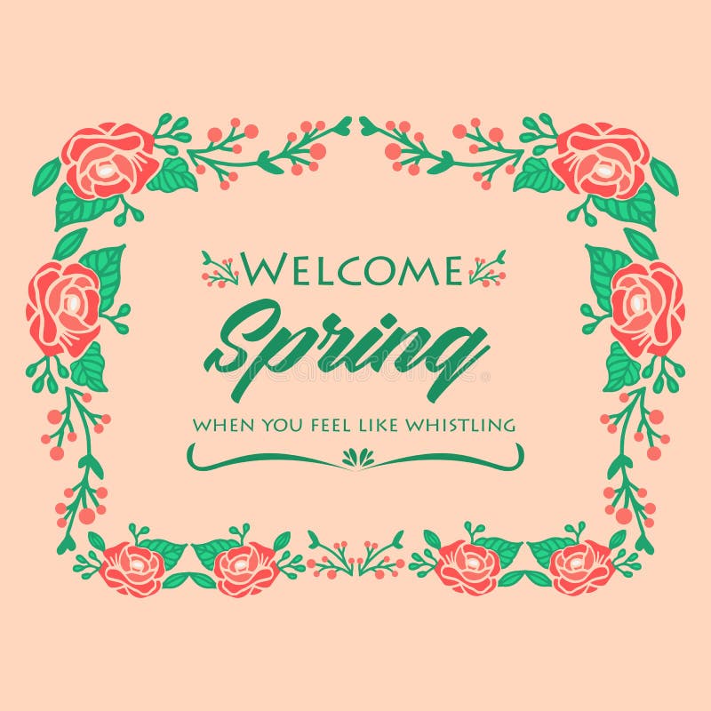 Template for Welcome Spring Greeting Card Design, with Beautiful of ...