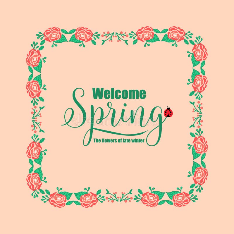 Template for Welcome Spring Greeting Card Design, with Beautiful of ...