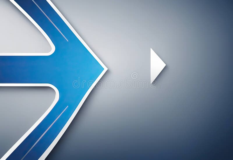 Template White Arrow Overlapping with Shadow on Dark Blue Background ...