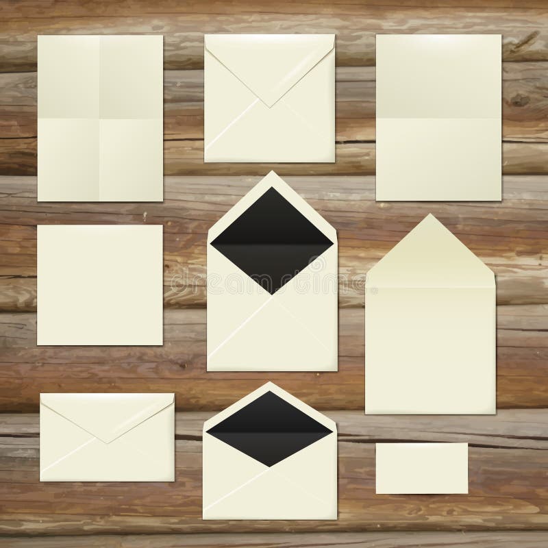 Template of White Envelopes, Paper and Postage Stock Illustration ...